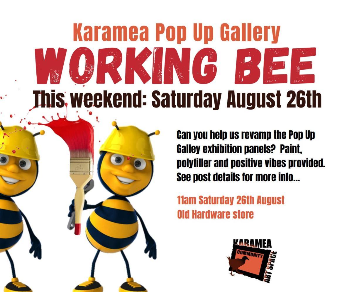 Working Bee to paint old white panels at Karamea Pop Up Gallery ...